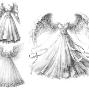 30 Angel Dress Procreate Stamps – Watercolor Fashion Clipart, Instant ...