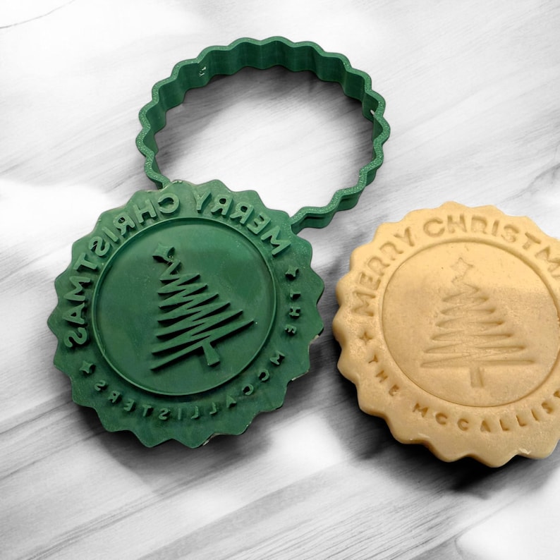 Personalized Christmas Tree Cookie Cutter & Stamp: Embossed Holiday ...
