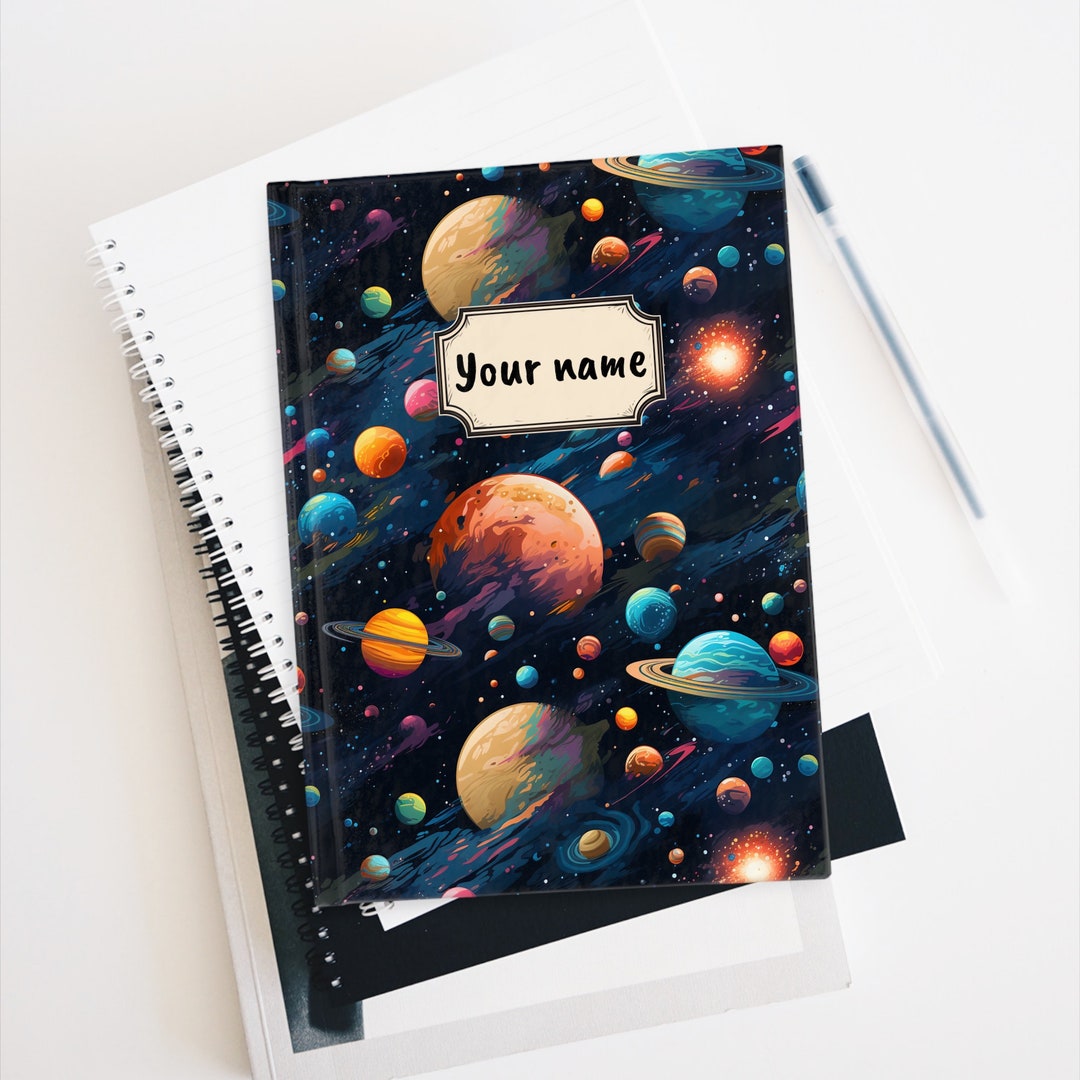 Personalized Space Planet Notebook Journal, Star Galaxy Sketchbook ...