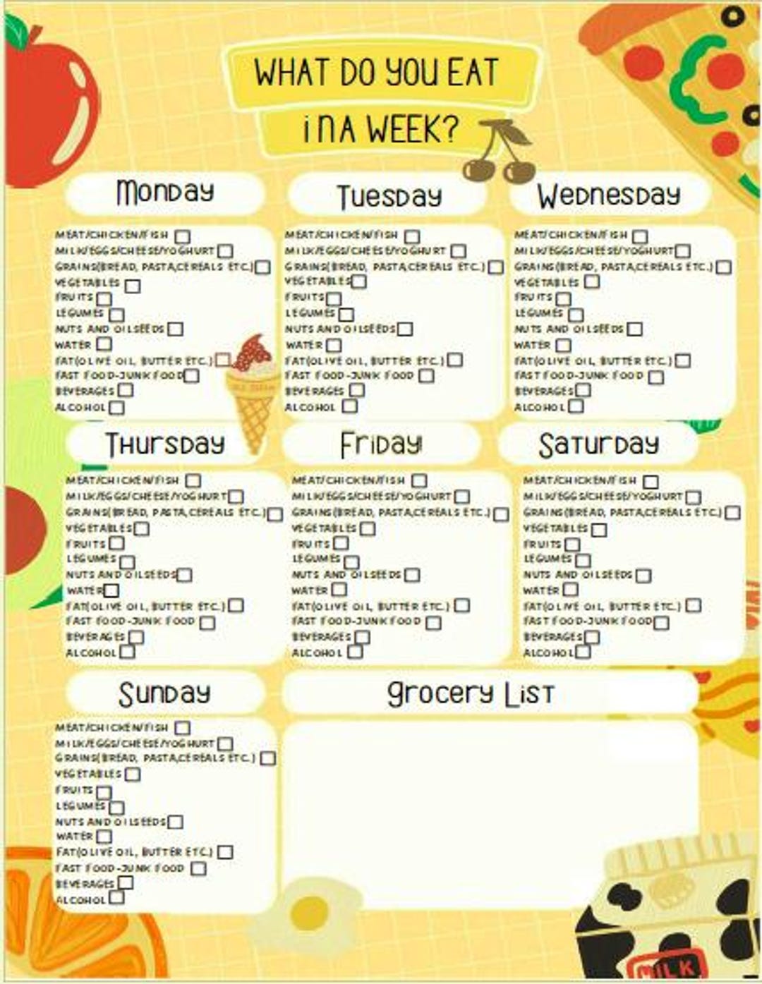 Printable Weekly Diet Planner-digital Download-a4 - Etsy