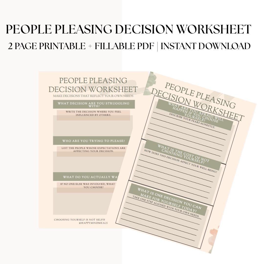 People Pleasing Worksheet | Set Boundaries, Make Choices (2 Page ...