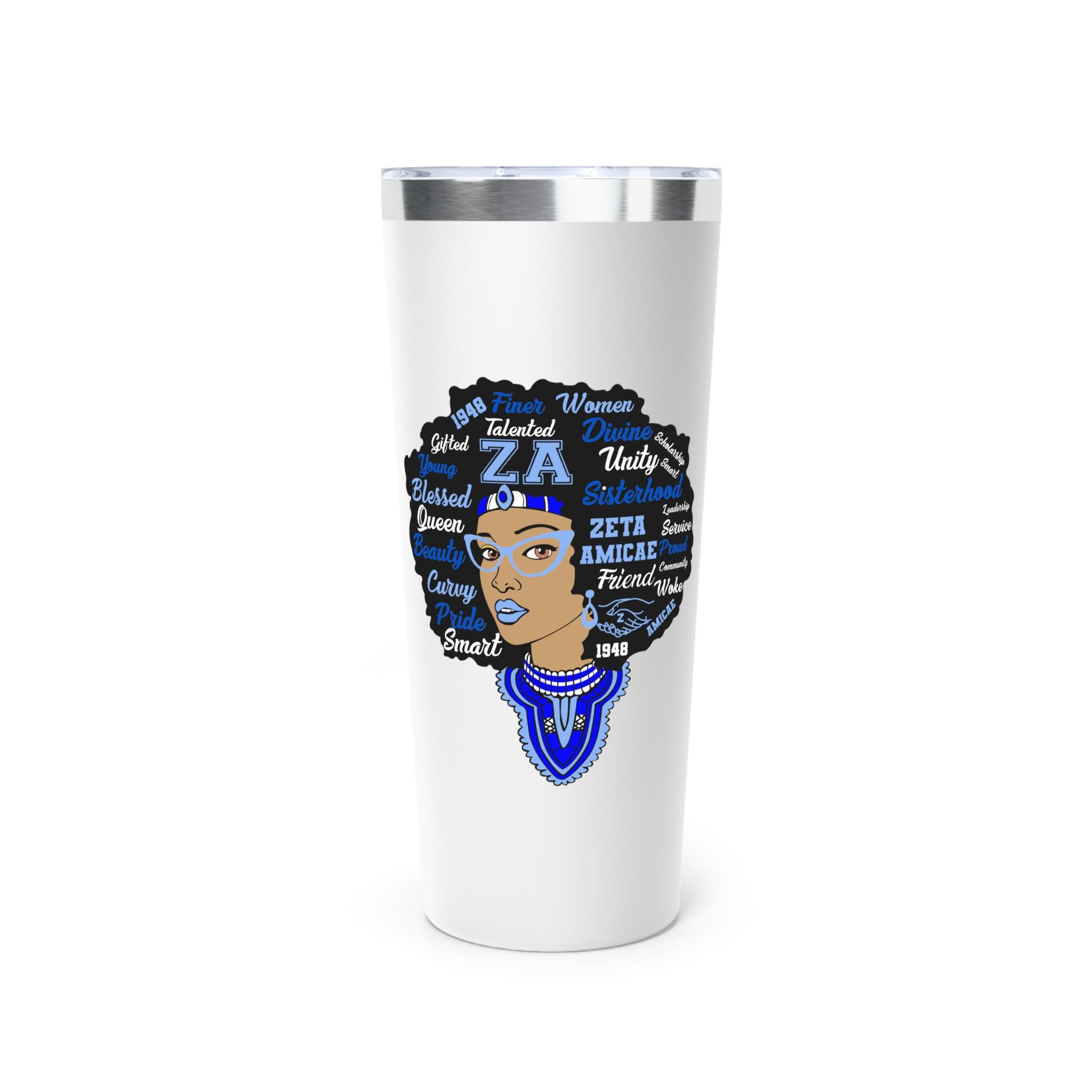 Zeta Amicae Afro Tumbler, Insulated Mug, Sisterhood Gift, Sorority Drinkware, Black History ...