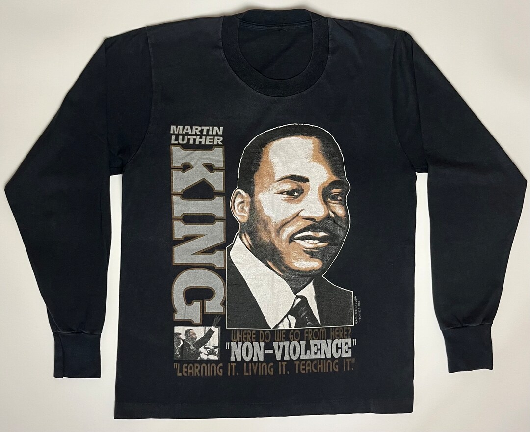 Rare Vintage Martin Luther King 90s Print Long Sleeve Rap Tee Shirt ...