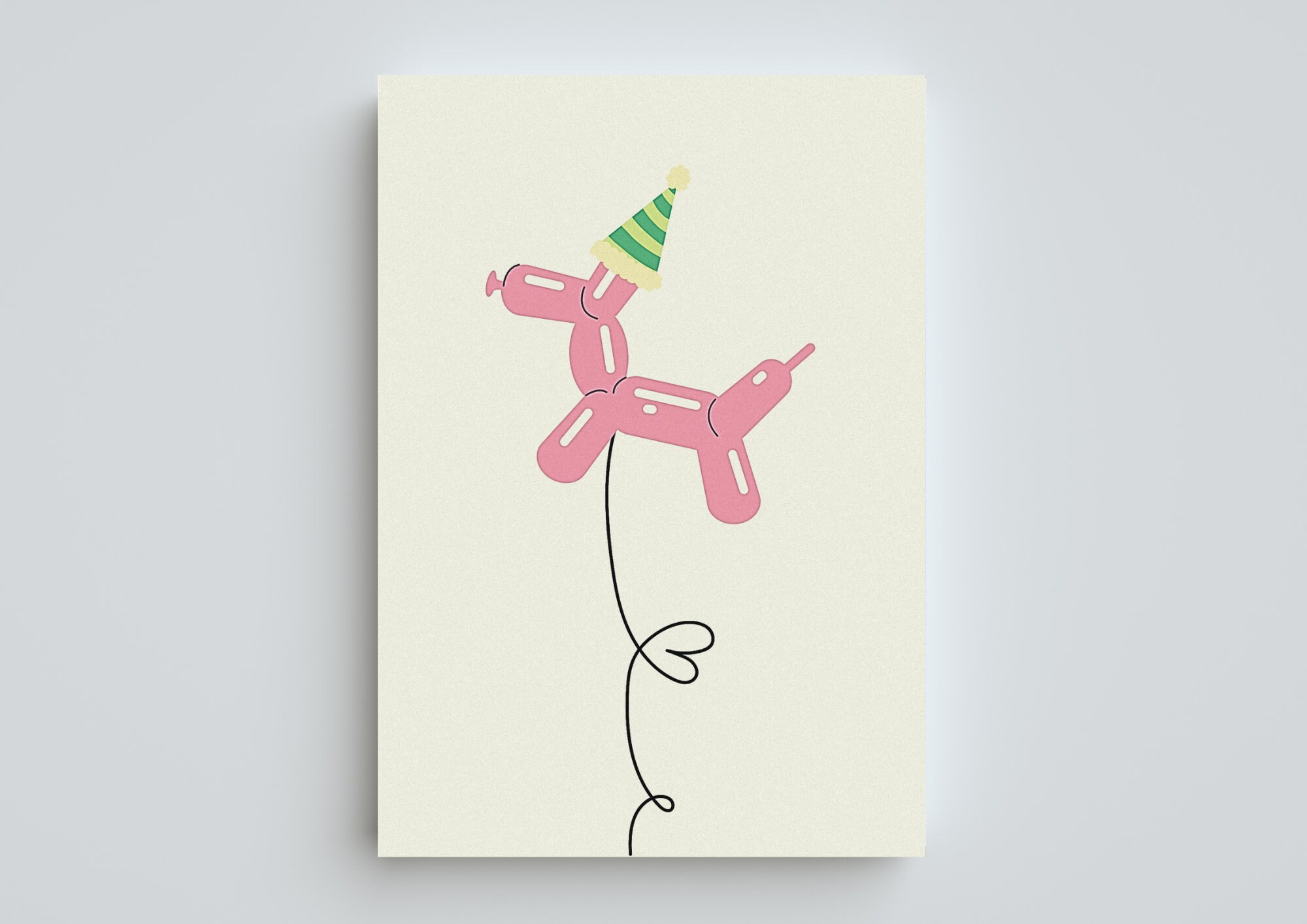 Happy Birthday Dog Balloon Card With Pink Envelope - Etsy