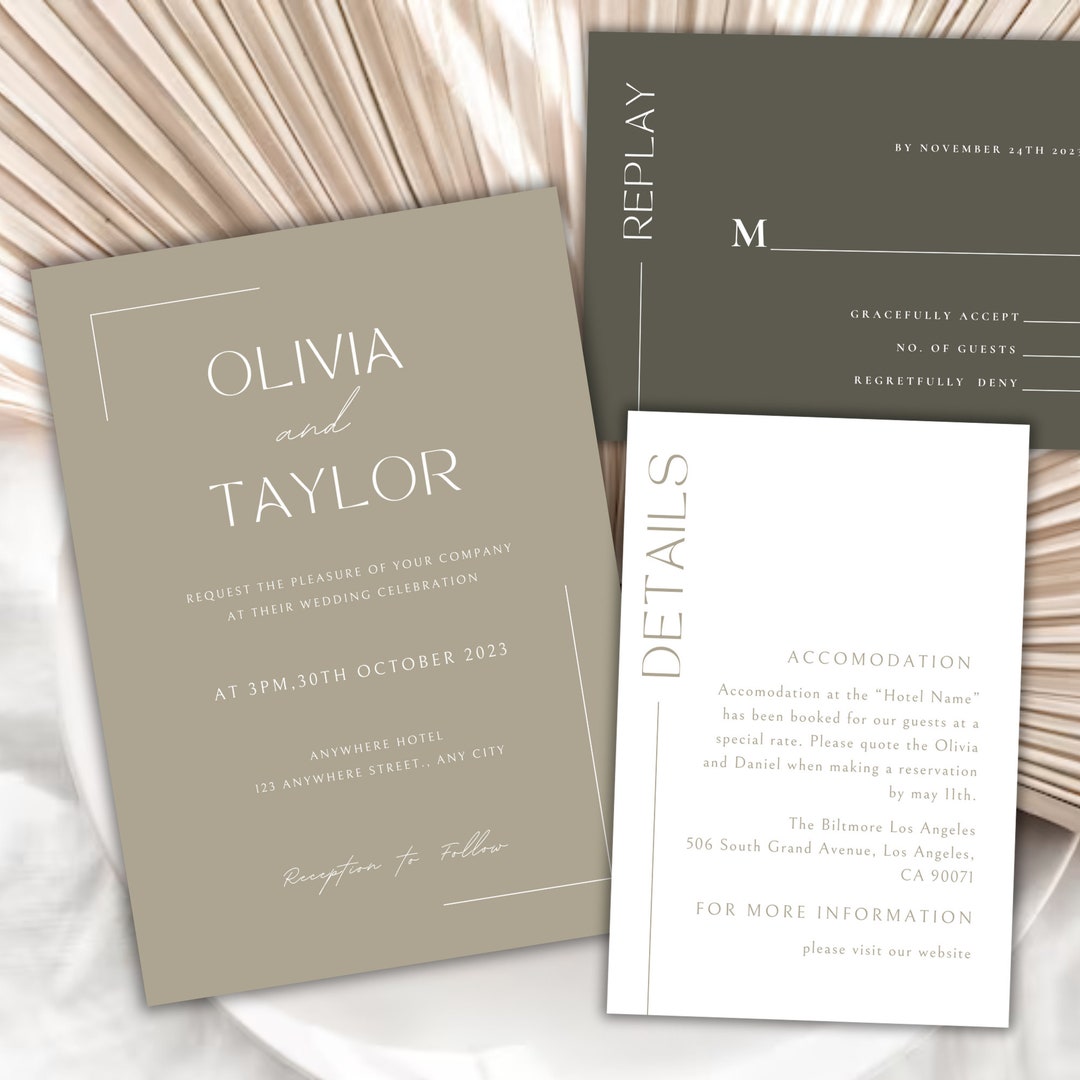 Rustic Wedding Invitation Template Invite Set With RSVP and - Etsy