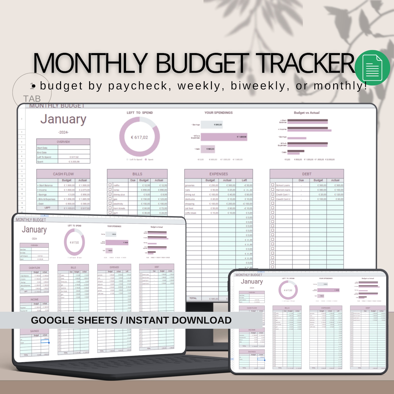 Finance Tracker Spreadsheet Budget Planner for Google Sheets - Etsy