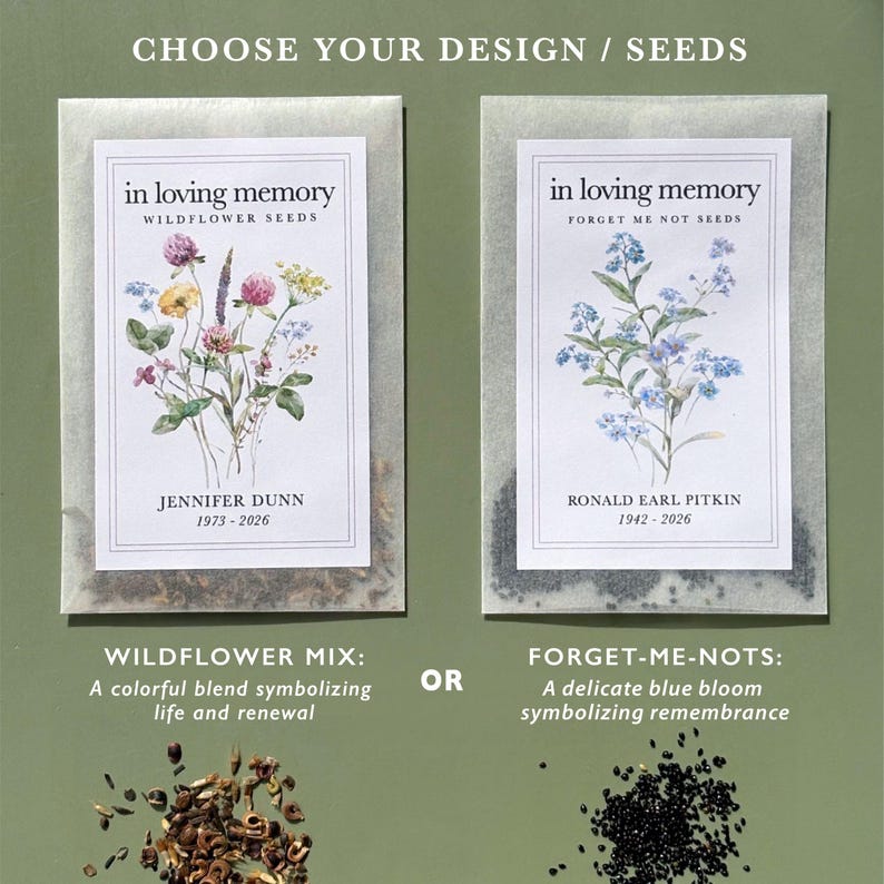 Memorial Seed Favors in Loving Memory Wildflower Packet Forget Me Not ...