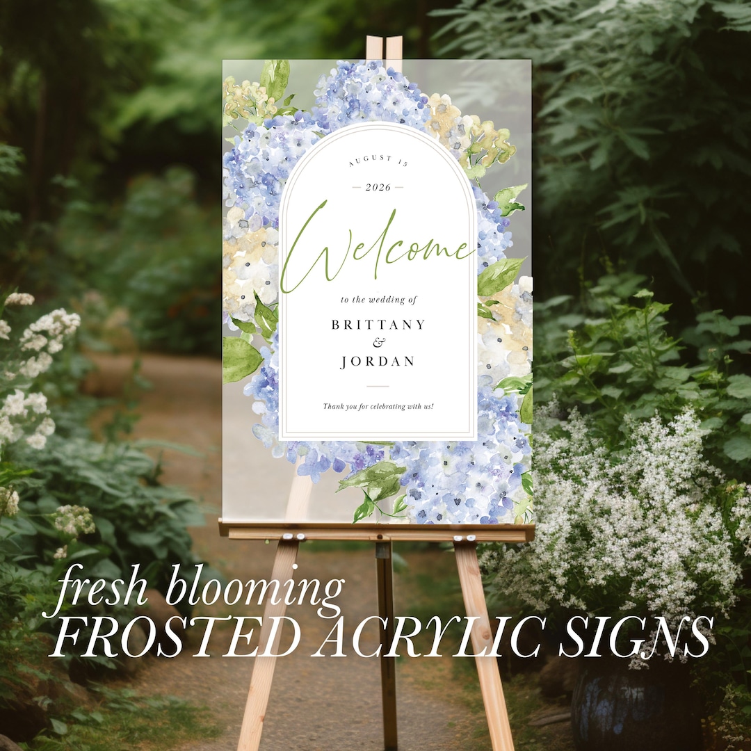 Blue Wedding Sign Custom Acrylic Welcome Display Floral Reception ...