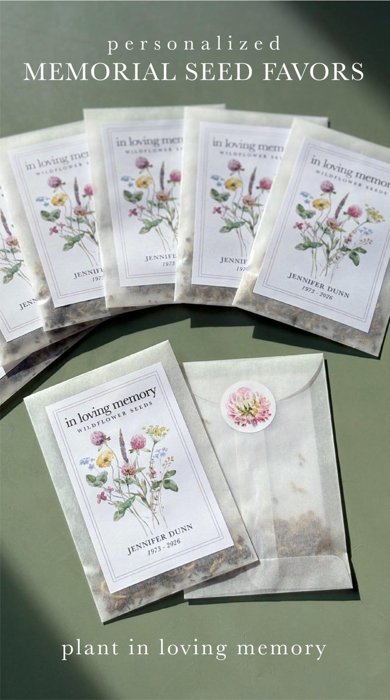 Memorial Seed Favors in Loving Memory Wildflower Packet Forget Me Not ...