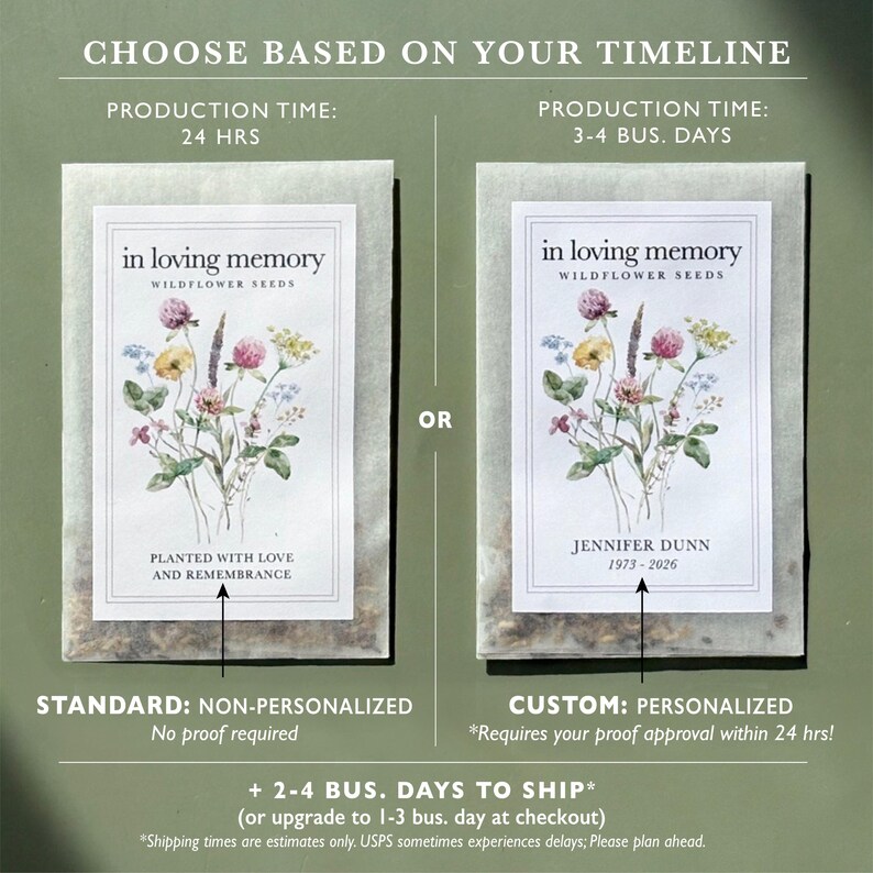 Memorial Seed Favors in Loving Memory Wildflower Packet Forget Me Not ...