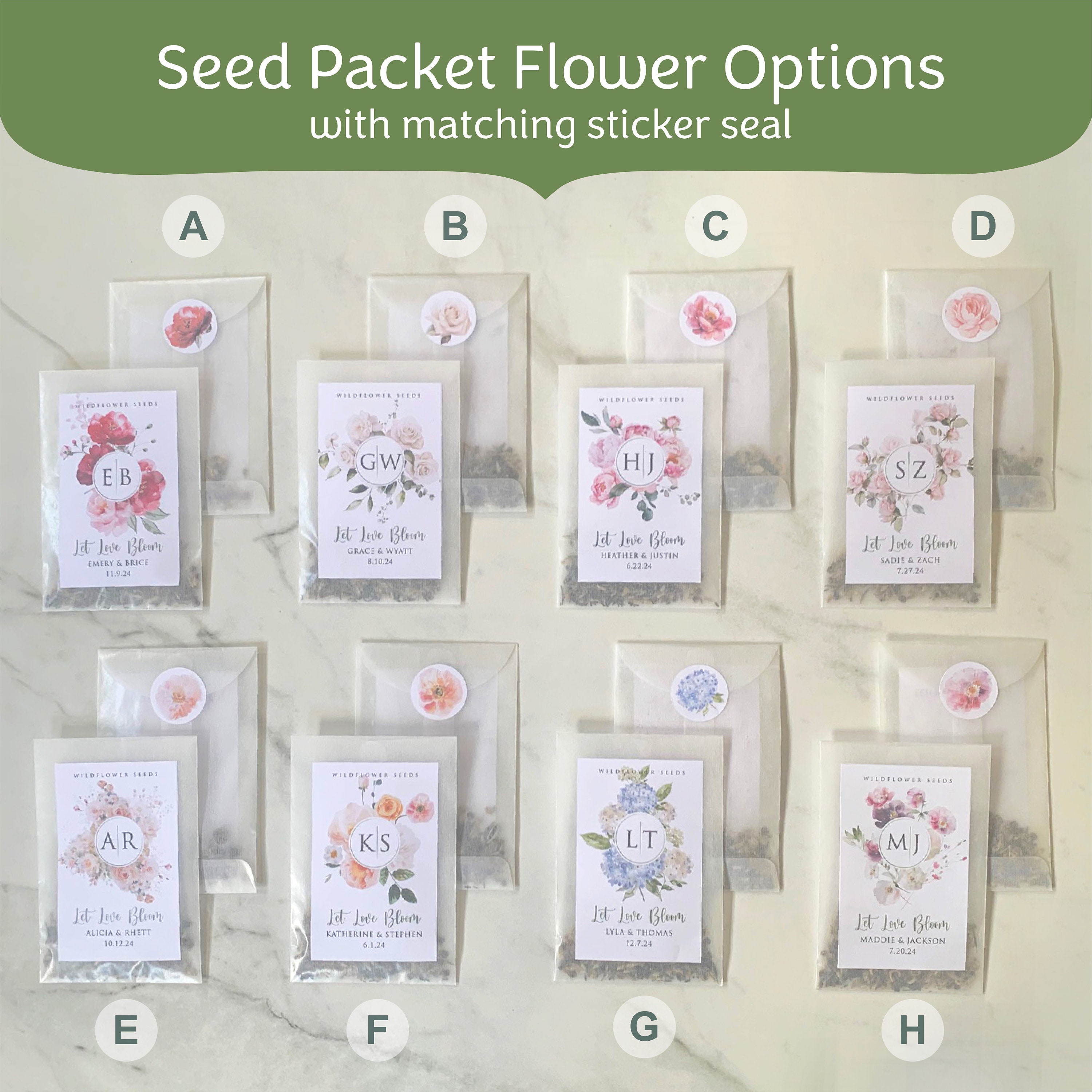 Custom Wildflower Seed Packet Wedding Favor for Guest Bulk Wildflower Wedding Seed Favor for ...