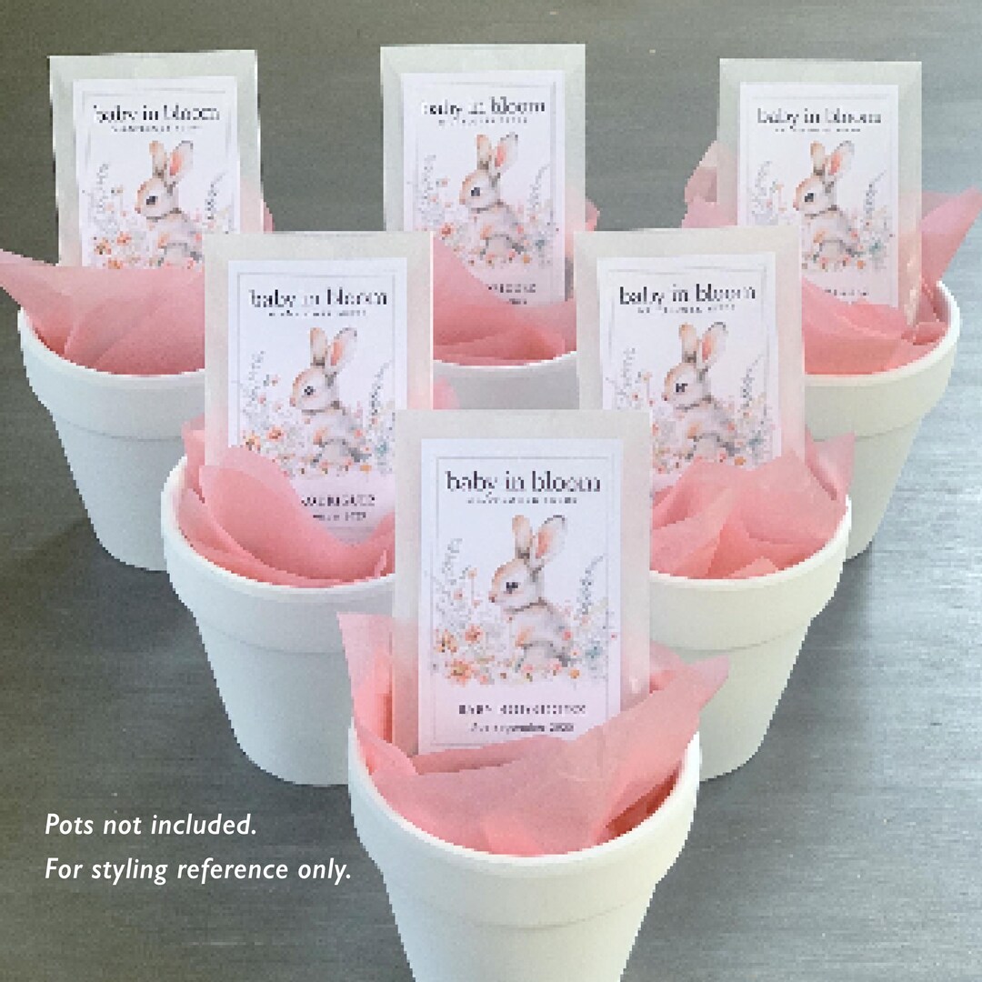 Baby in Bloom Bunny Baby Shower Favor Baby Girl Shower Custom Seed ...