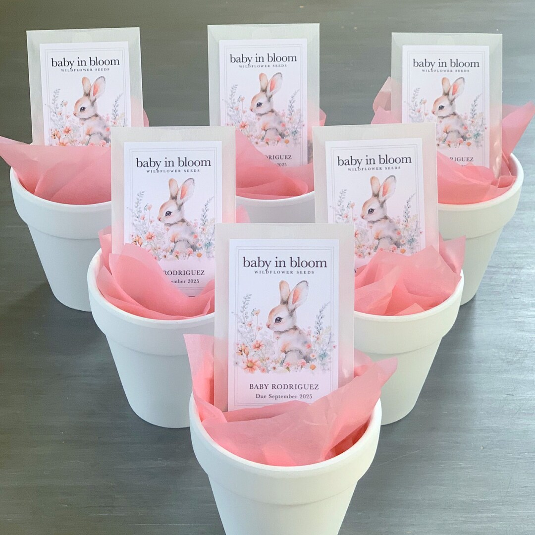 Baby in Bloom Bunny Baby Shower Favor Baby Girl Shower Custom Seed ...