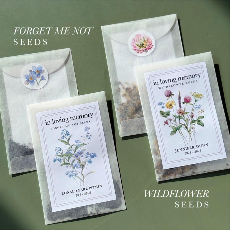 Memorial Seed Favors in Loving Memory Wildflower Packet Forget Me Not ...