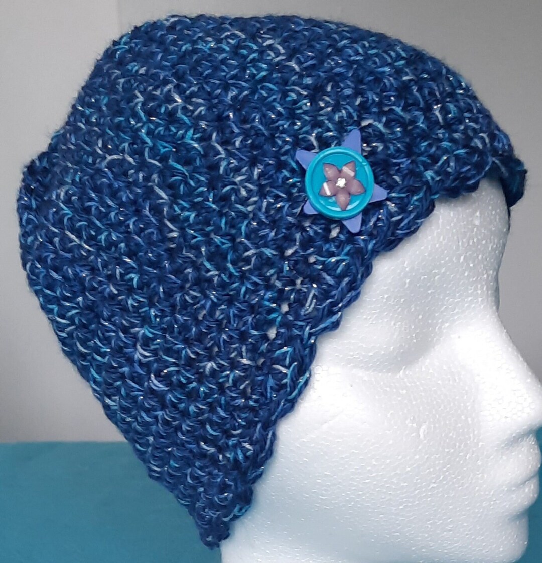 Adult Crocheted Watch Cap in Starry Night With Embellishment - Etsy