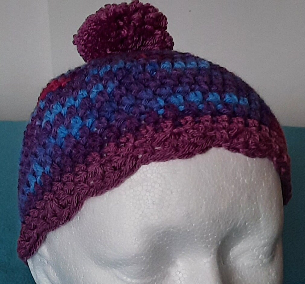 Child's Crocheted Watch Cap in Purples With Pompon - Etsy