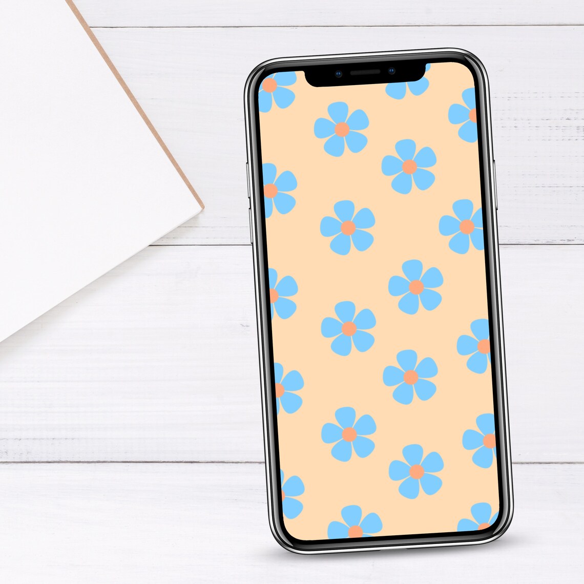 Blue Daisy Flower iPhone IOS Wallpaper Orange Lock Screen Home Screen ...