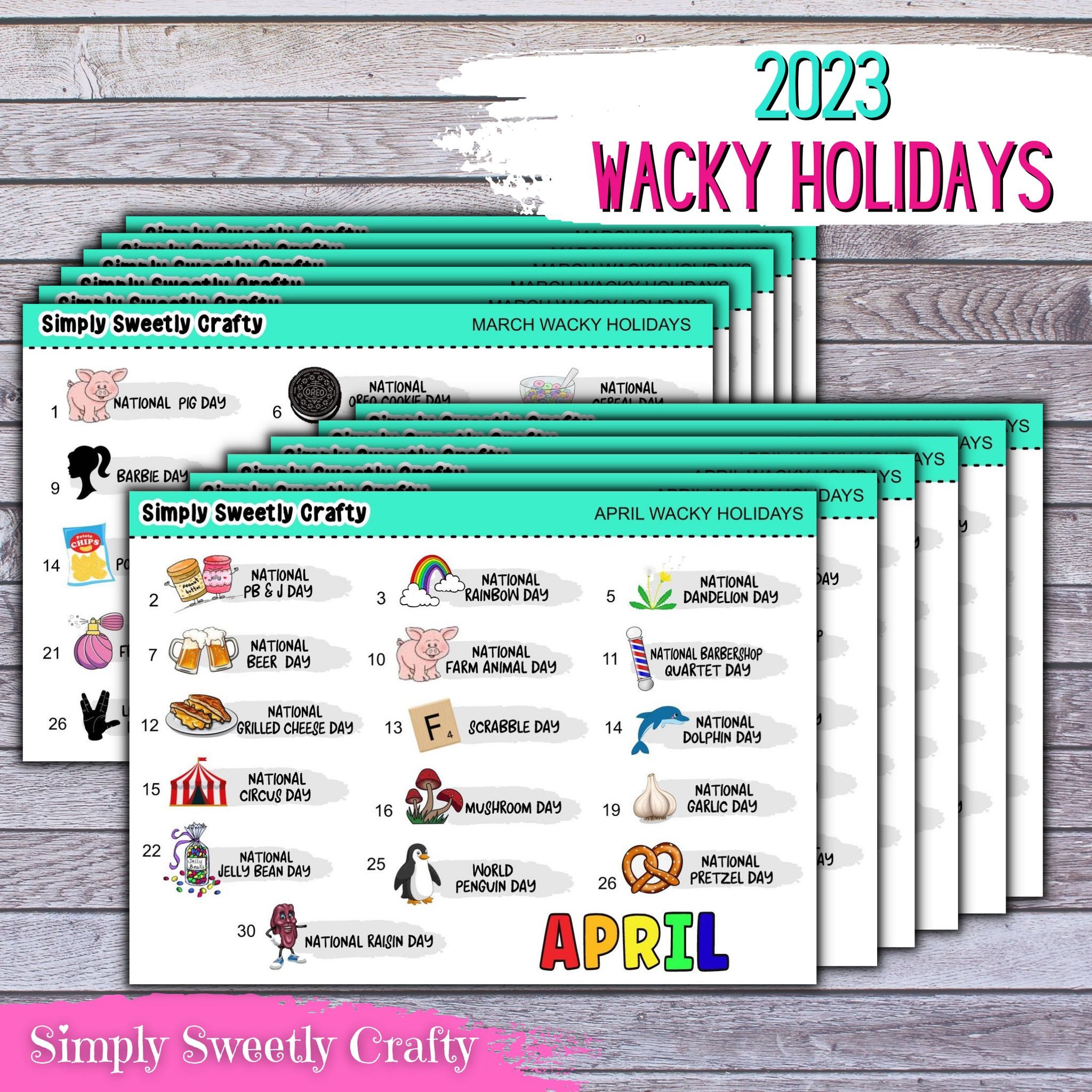MONTHLY WACKY HOLIDAYS Planner Stickers Set - Etsy