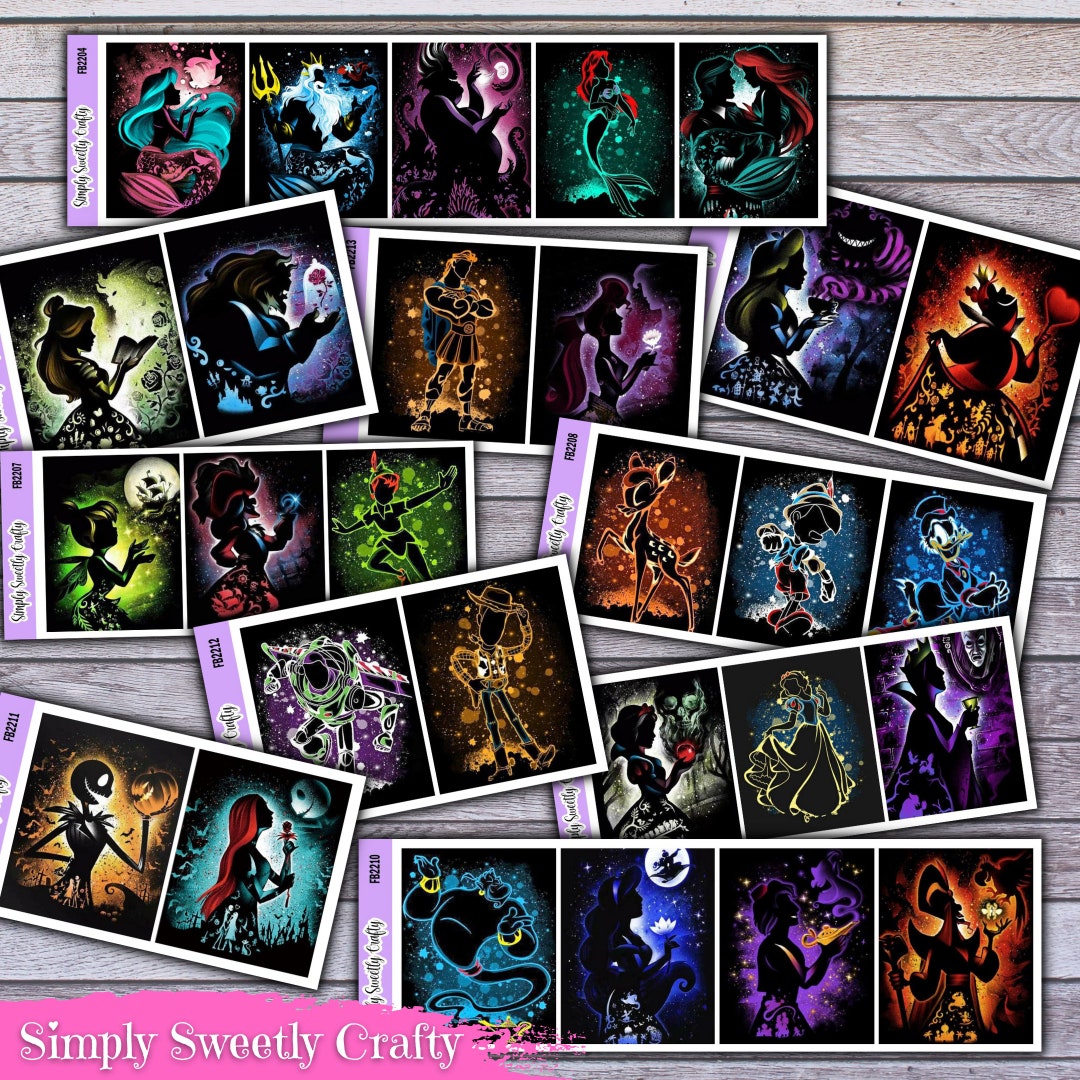 NEON DISNEY CHARACTERS Full Boxes Planner Stickers - Etsy
