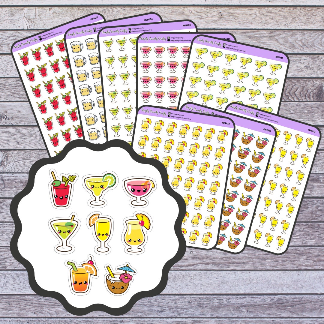 KAWAII ALCOHOL DRINKS Planner Stickers - Etsy