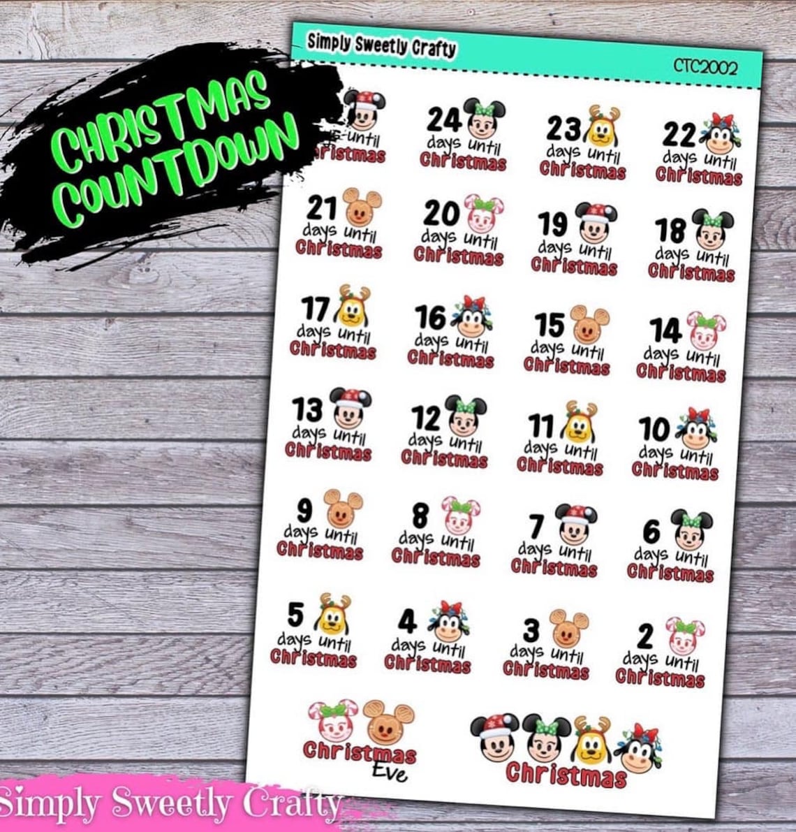 DISNEY CHRISTMAS COUNTDOWN Planner Stickers - Etsy