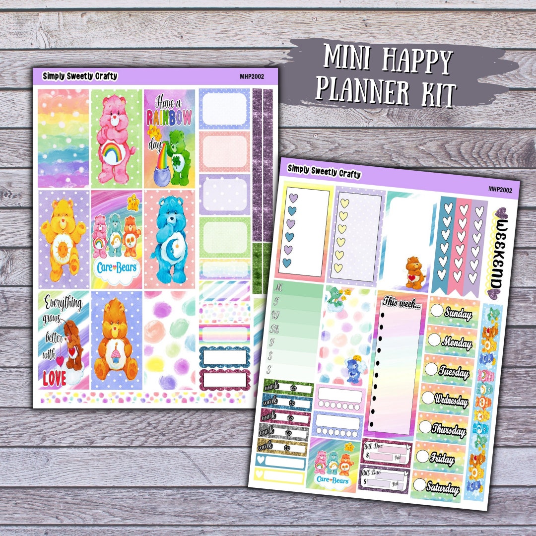 CARE BEARS Mini Happy Planner Weekly Planner Stickers Kit - Etsy