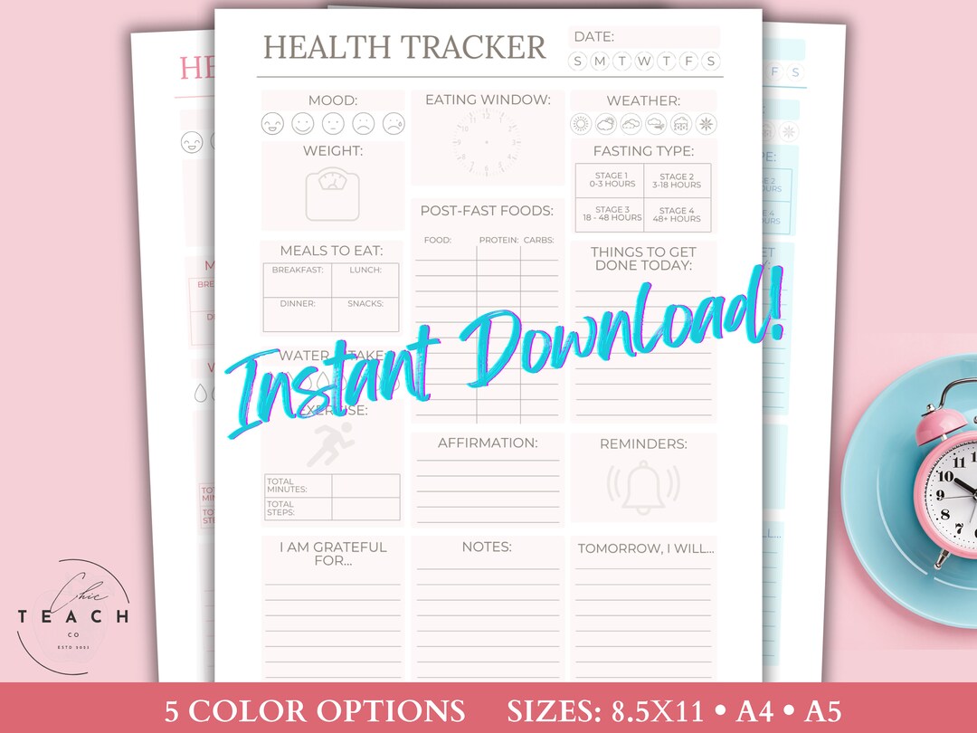 Intermittent Fasting Tracker IF Lifestyle Fasting Challenge Chart ...