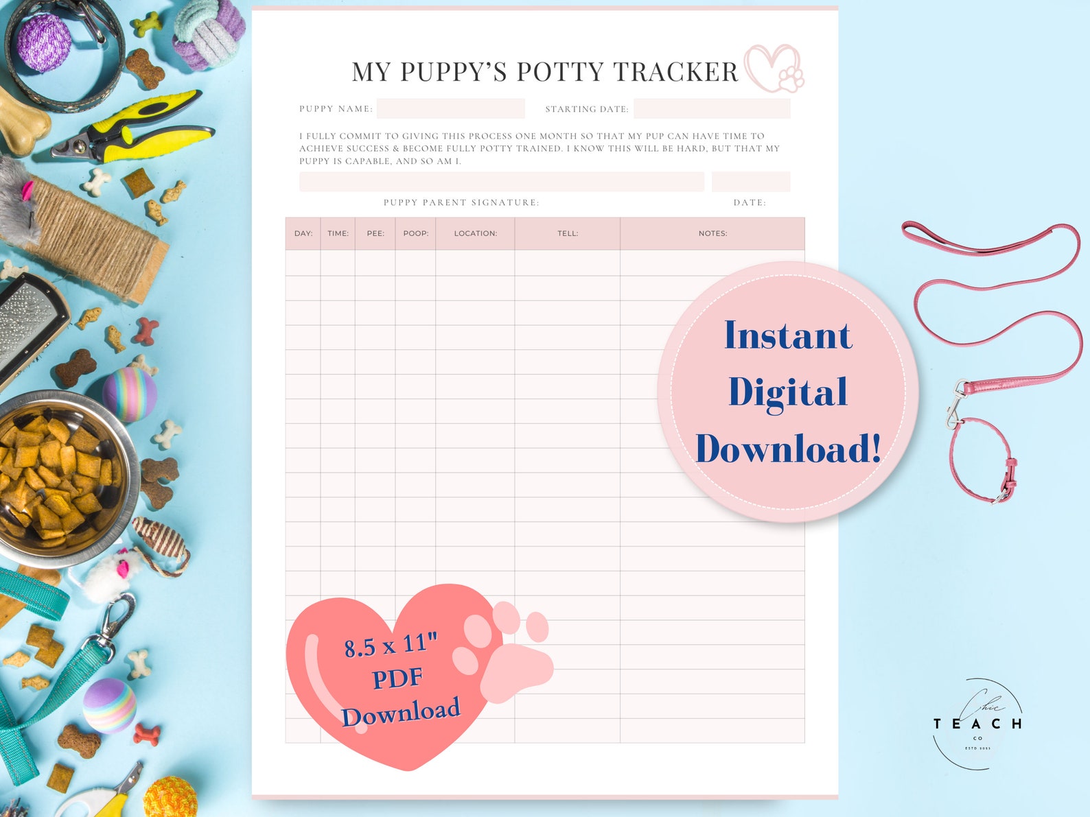 Puppy Potty Training Minimalist Chart and Tracker Printable - Etsy
