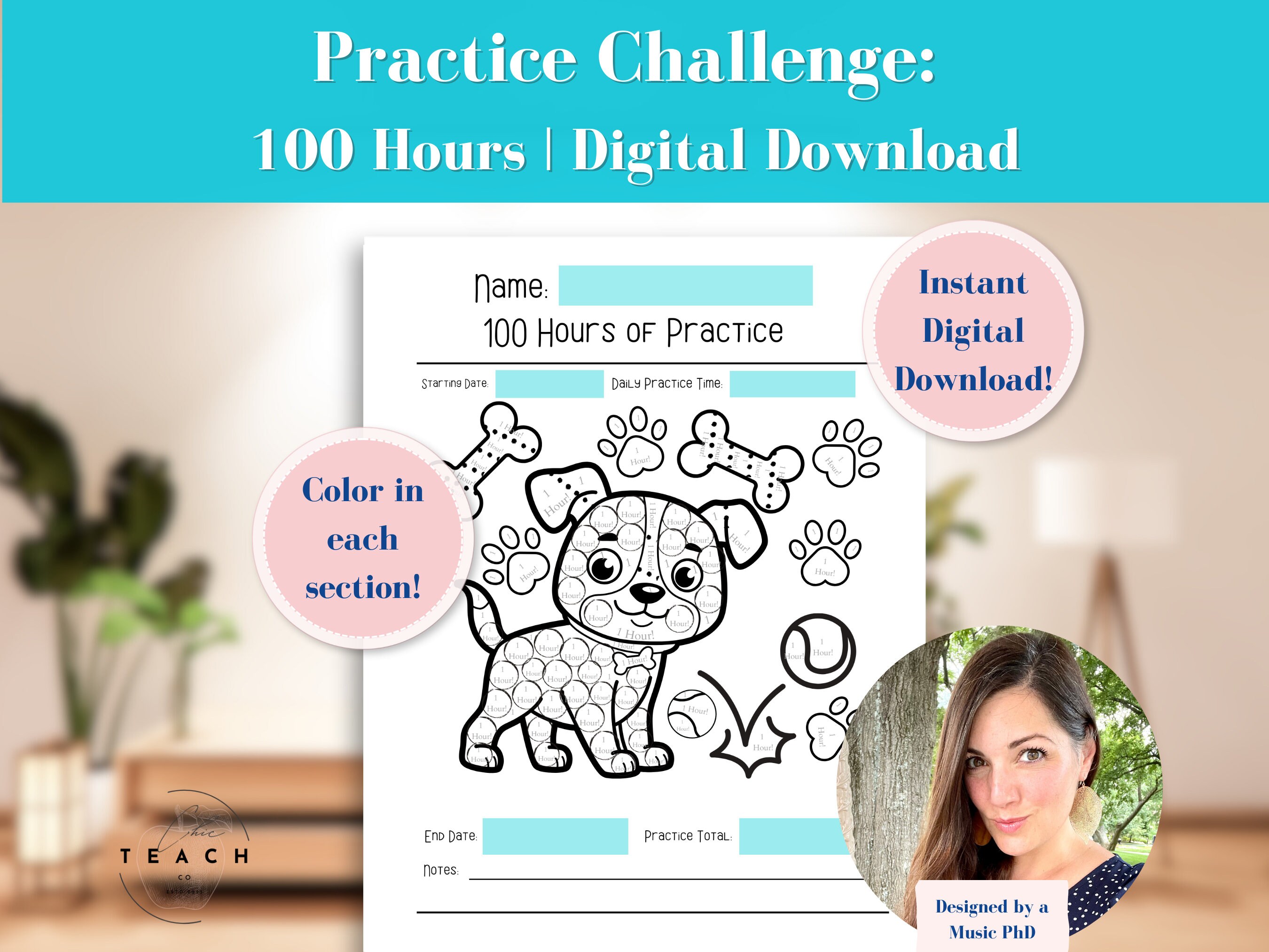 Digital Practice Chart for Kids! Printable Practice Challenge With ...