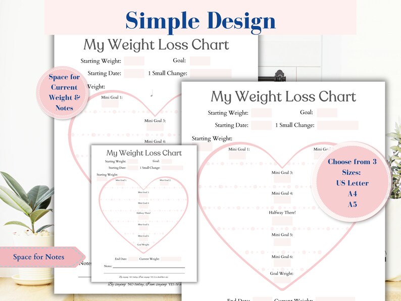 Weight Loss Tracker Printable Pink Planner Weight Loss Chart Printable ...