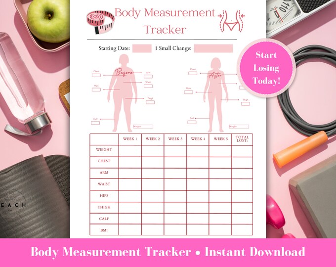 Body Measurement Chart, Printable 10 Week Body Sculpting Tracker ...