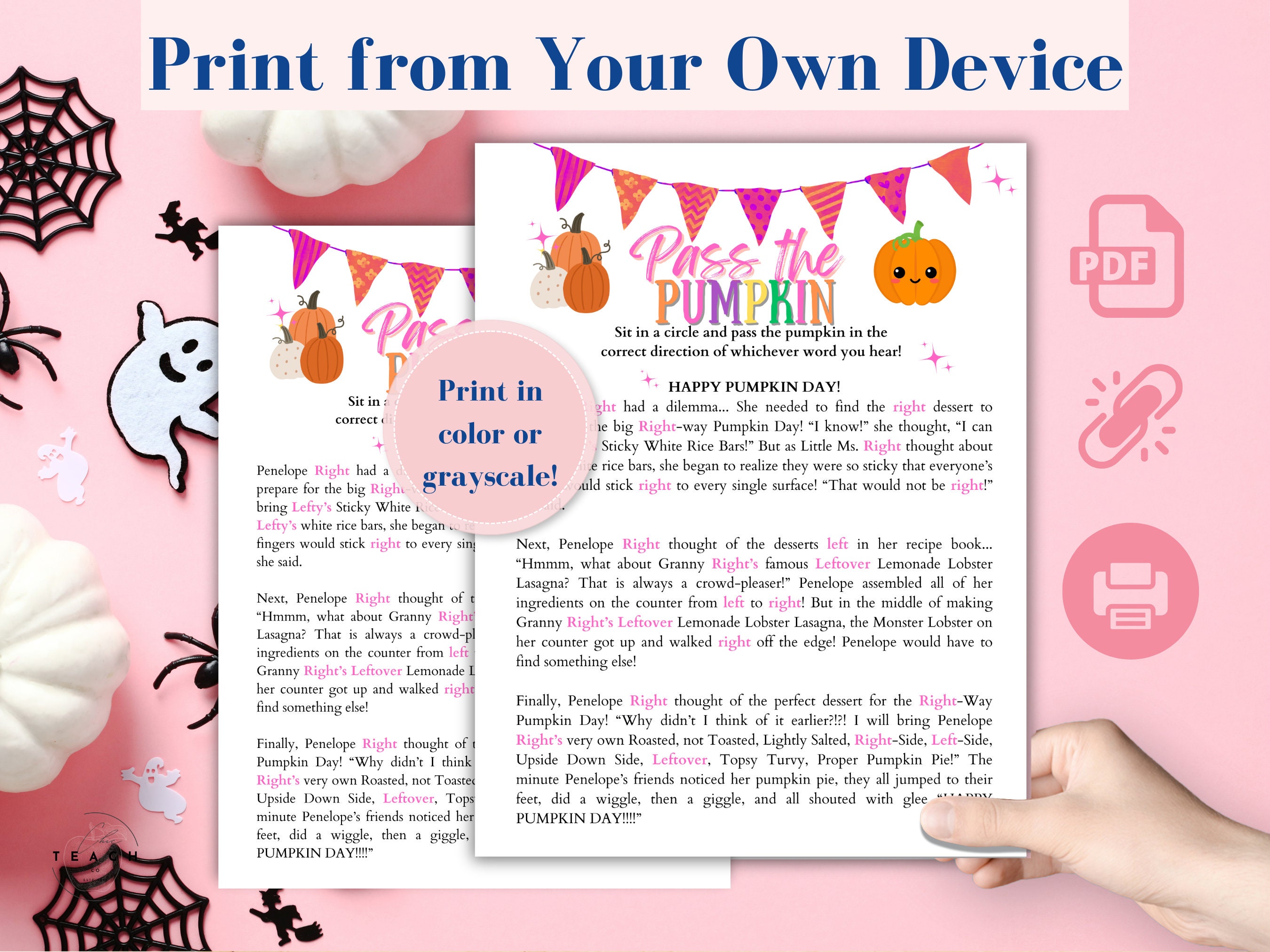 Left Right Game Halloween Party | Pass the Gift Game Printable for ...