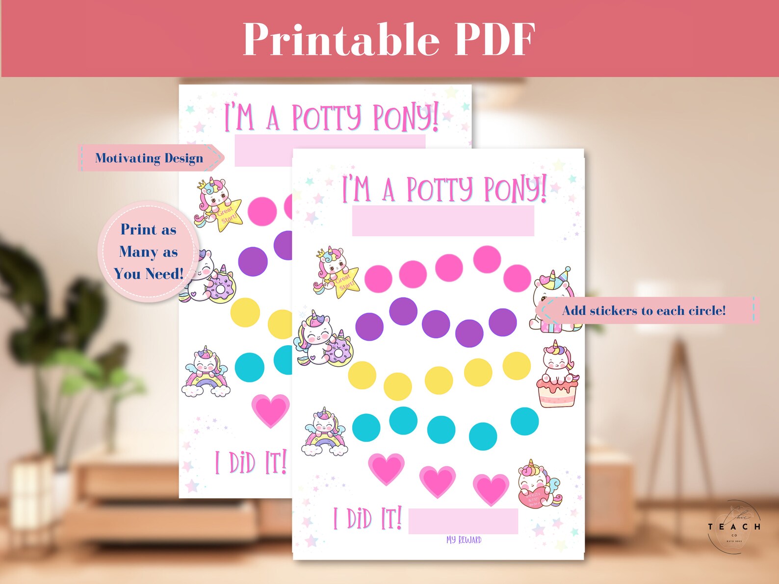 Potty Training Chart Girl Potty Chart Printable Unicorn Potty Chart ...