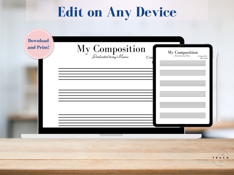 Staff Paper Editable Digital Blank Sheet Music Composer Printable ...