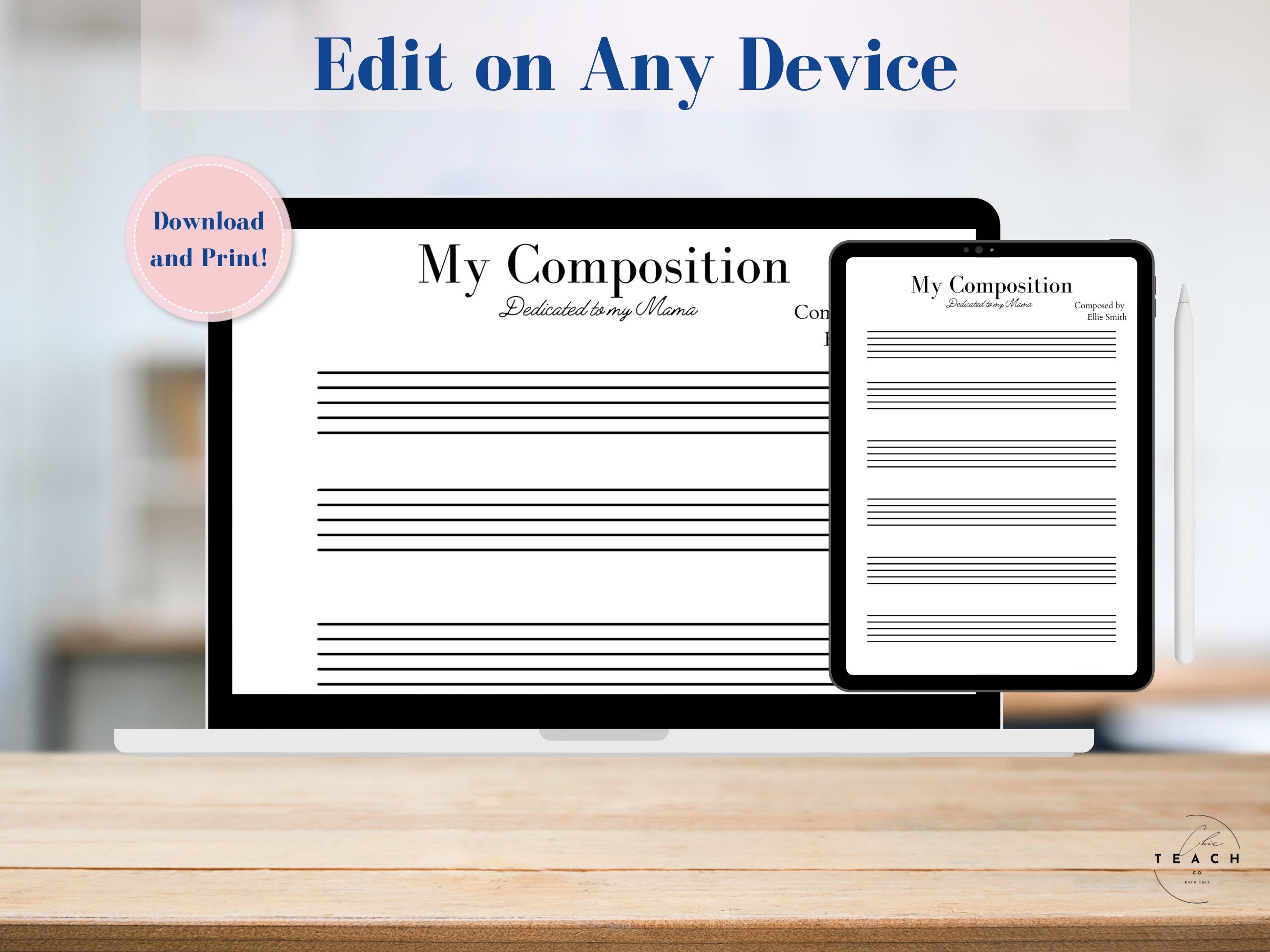 Staff Paper Editable Digital Blank Sheet Music Composer Printable ...