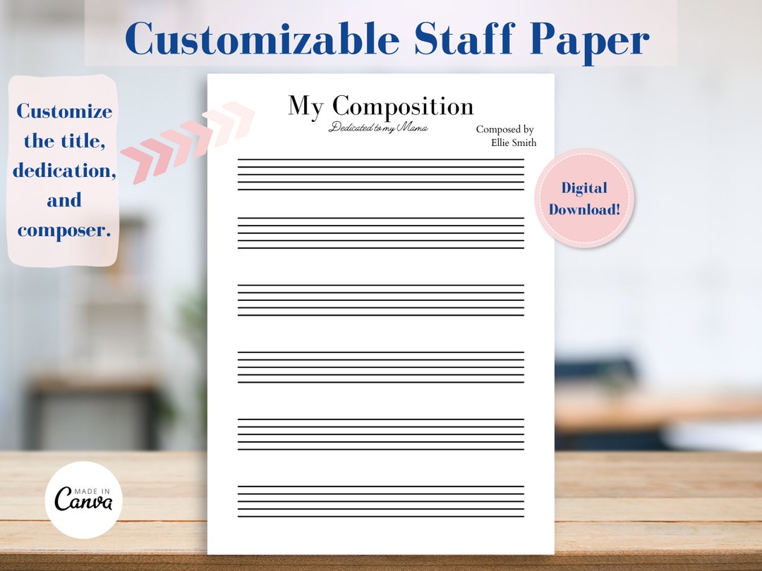 Staff Paper Editable Digital Blank Sheet Music Composer Printable ...