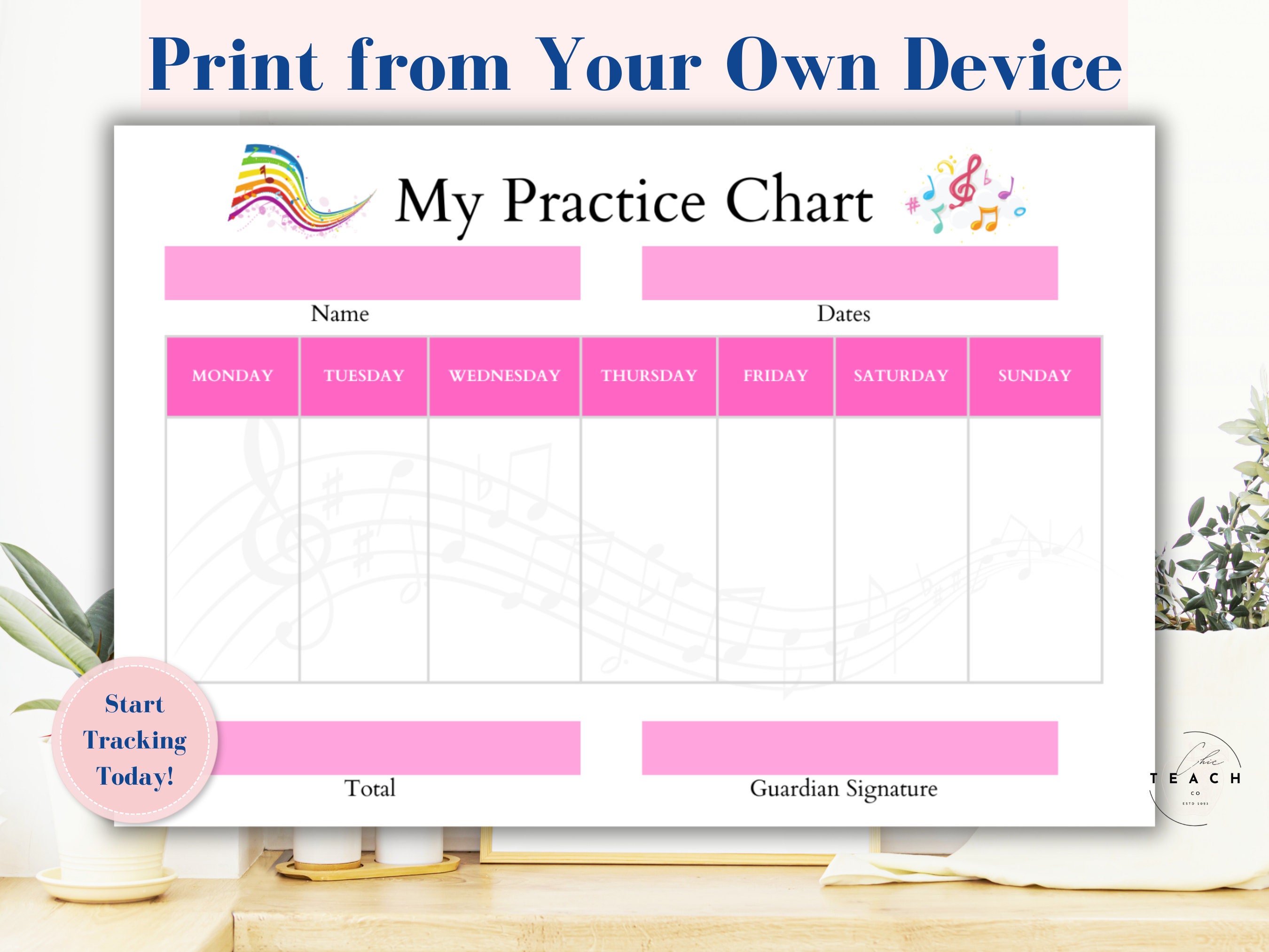 Practice Chart Kid Piano Lesson Practice Journal Kid Practice Piano ...