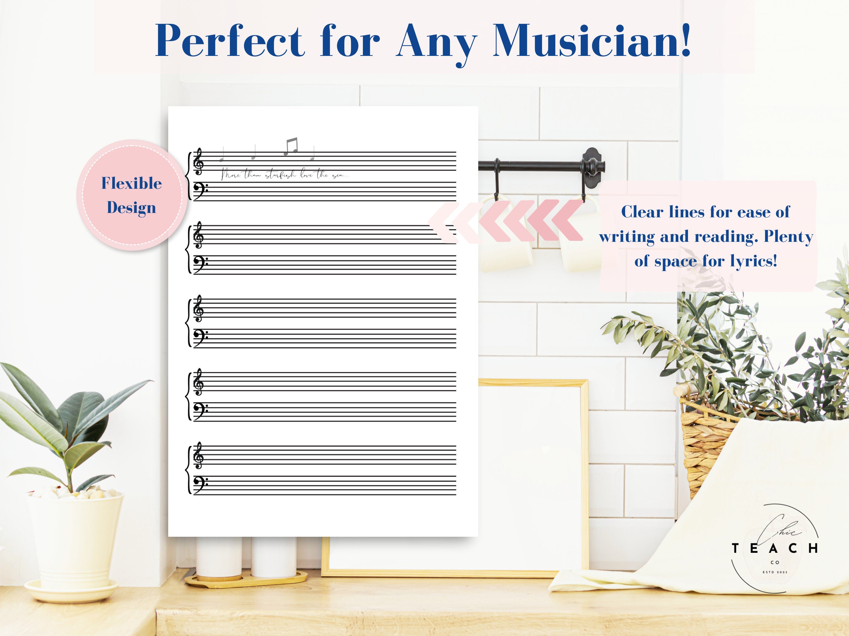 Staff Paper Musician Printable Good Notes Piano Voice Blank Sheet Music ...