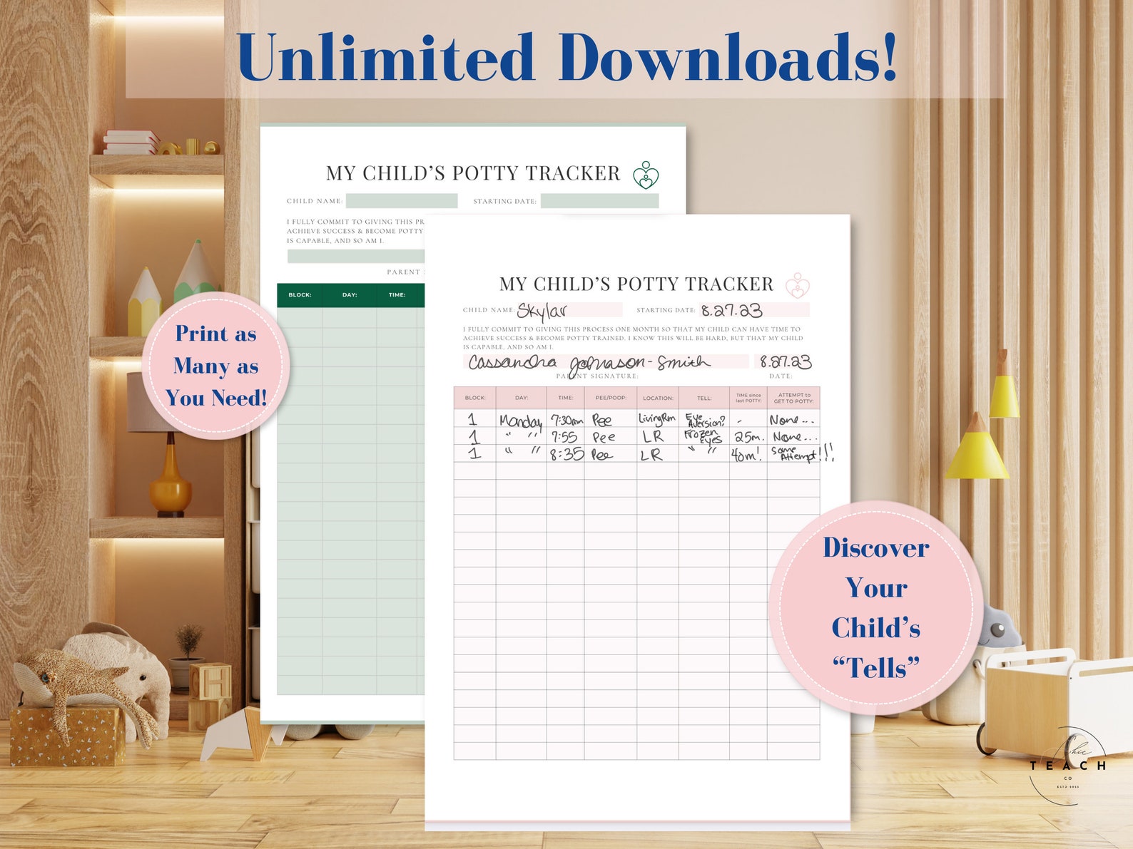 Potty Training Tracker Printable Girl Potty Training Boy Potty Training ...