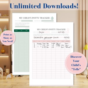Potty Training Tracker Printable Girl Potty Training Boy Potty Training ...