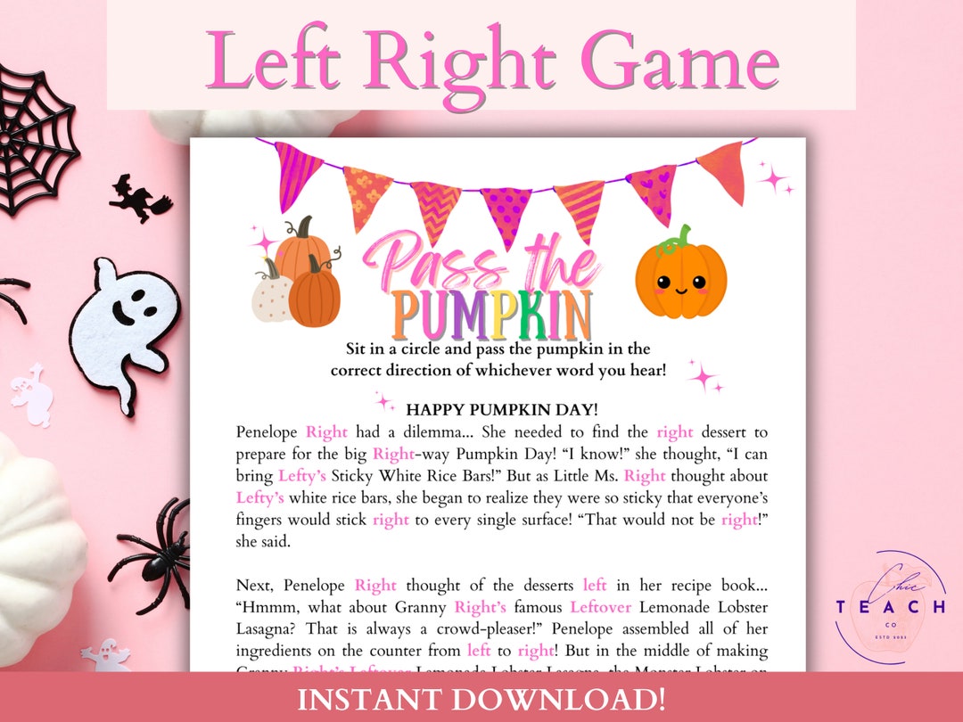 Left Right Game Halloween Party | Pass the Gift Game Printable for ...