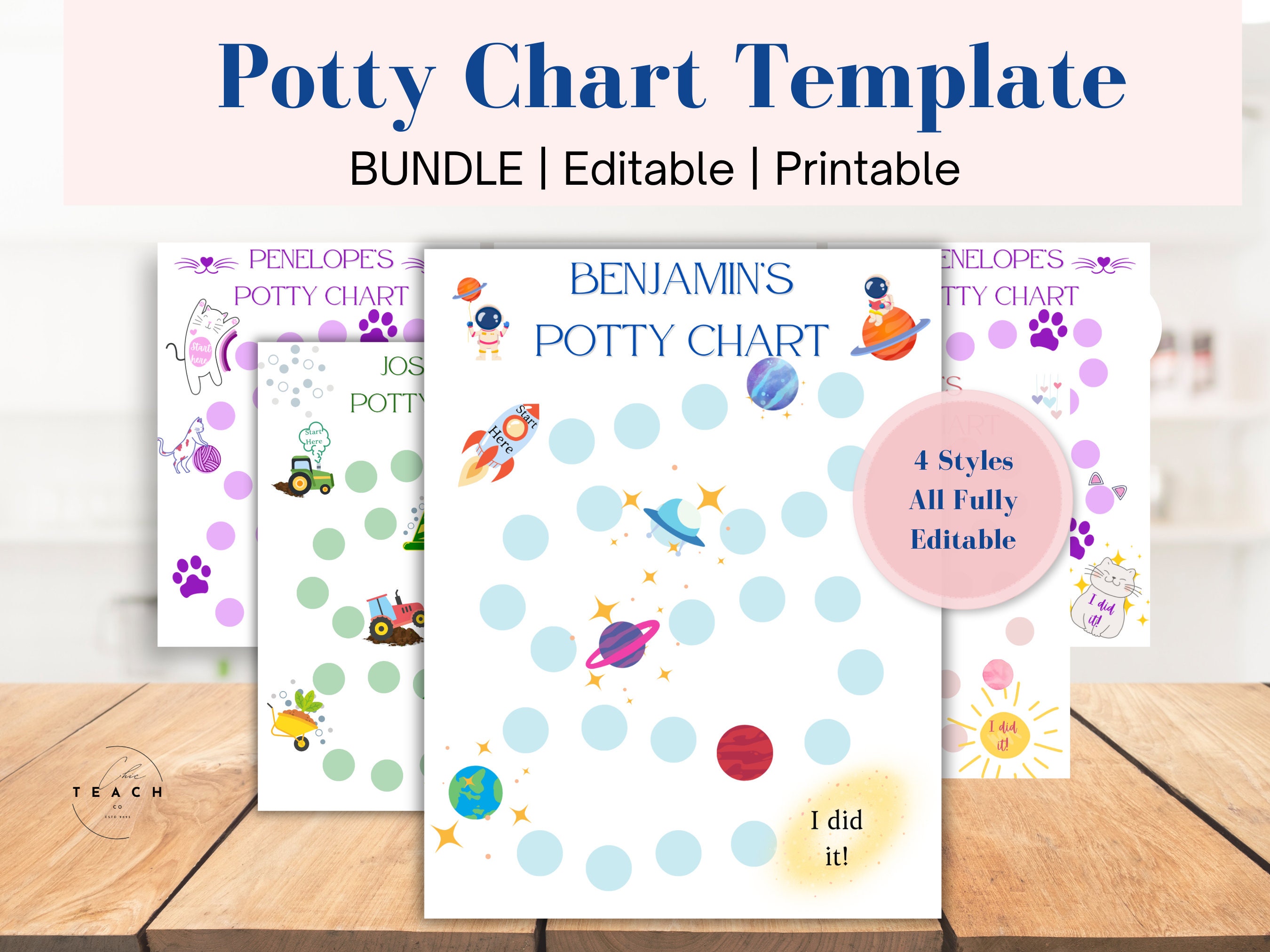 Potty Training Chart Editable Potty Training Chart Printable Montessori ...