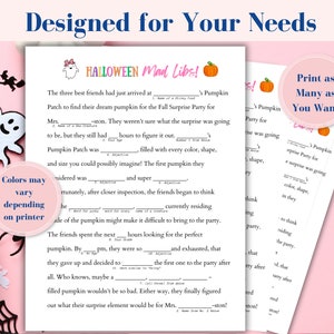 Mad Libs Halloween Game Printable for Elementary and Middle School Kids ...