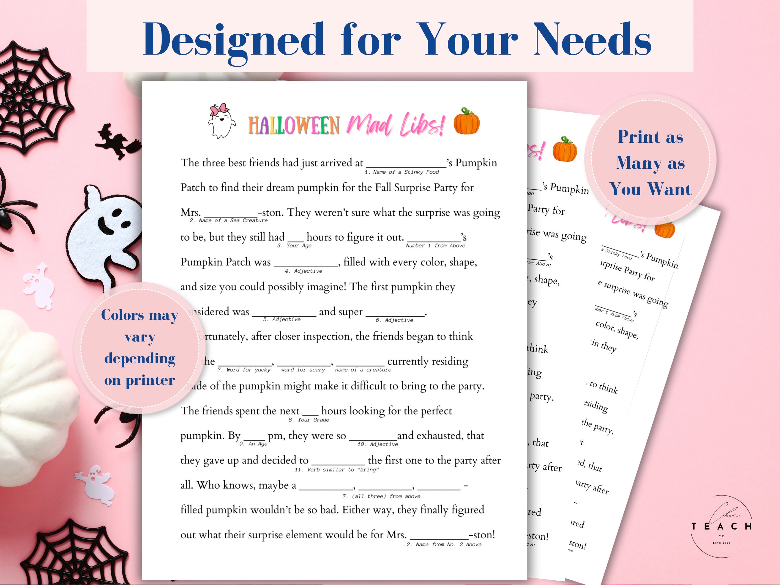 Mad Libs Halloween Game Printable for Elementary and Middle School Kids ...