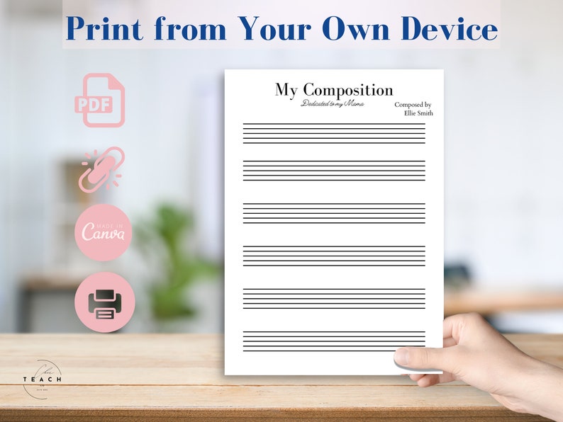Staff Paper Editable Digital Blank Sheet Music Composer - Etsy