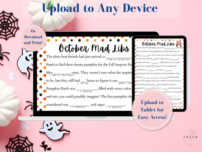 Halloween Mad Libs Non-spooky Game Printable for Elementary and Middle ...