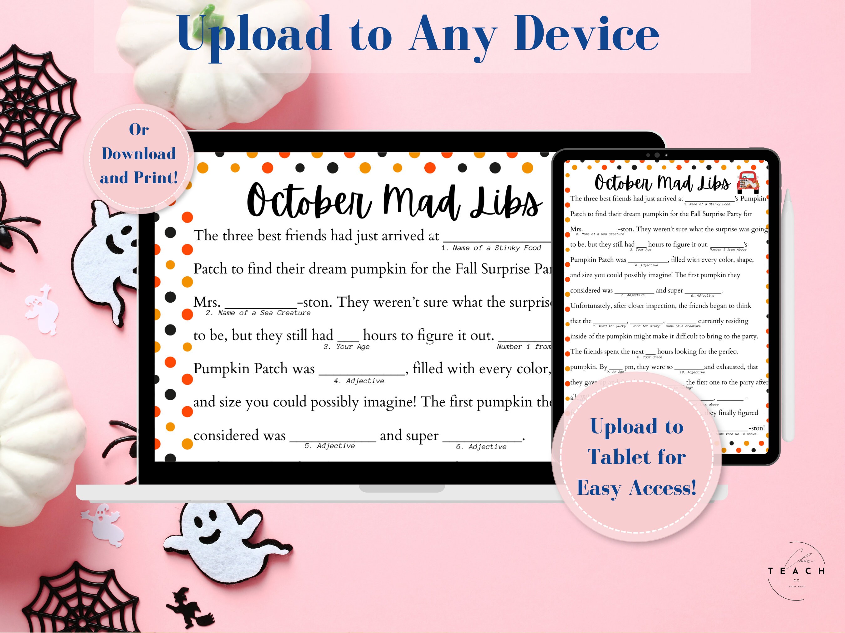 Halloween Mad Libs Non-spooky Game Printable for Elementary and Middle ...
