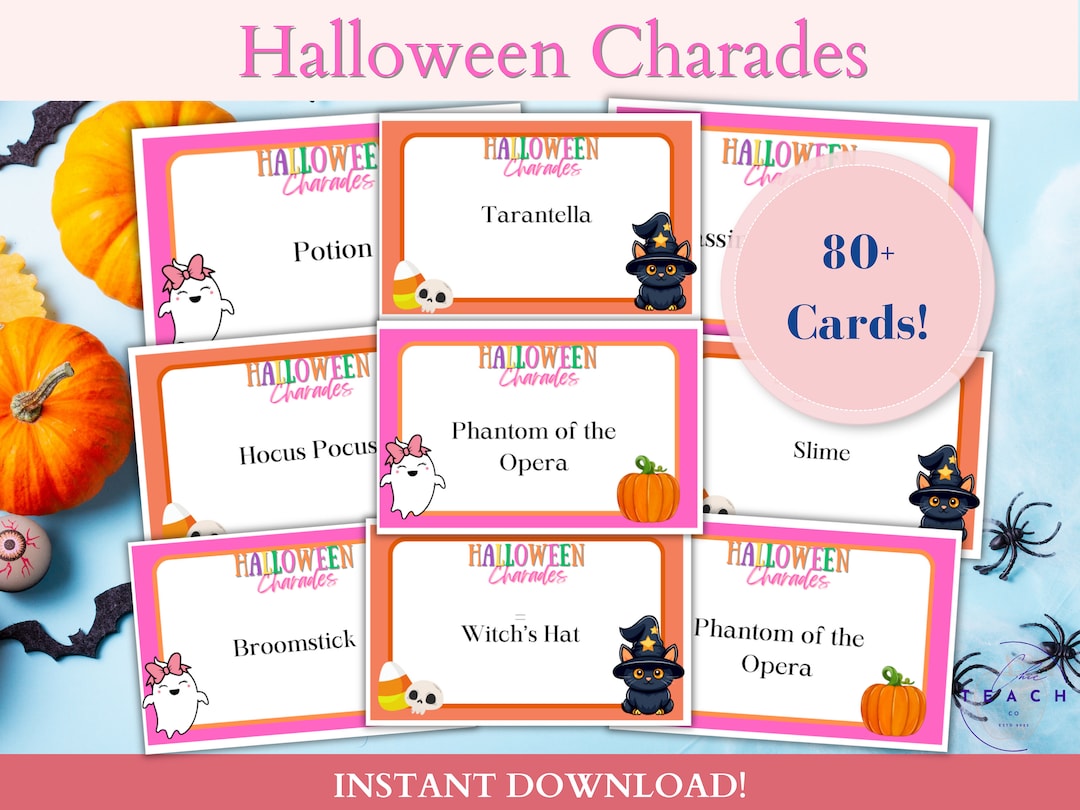 Halloween Charades Game for Halloween Party for Kids or Adults Fall ...