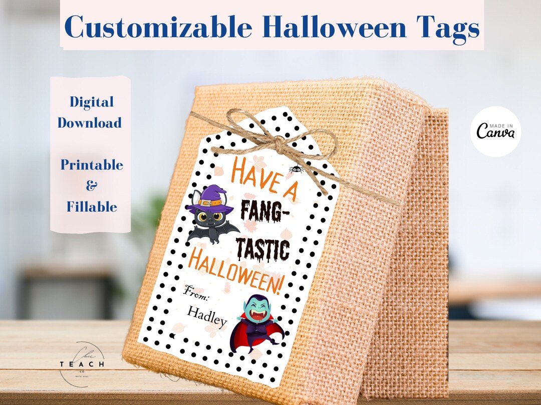 Halloween Gift Tags Printable With Vampire Tags. Editable Favor Tags ...