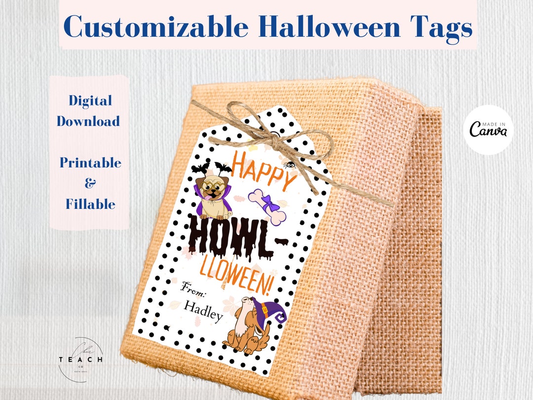 Halloween Gift Tags Editable for Kids | Customizable and Printable ...